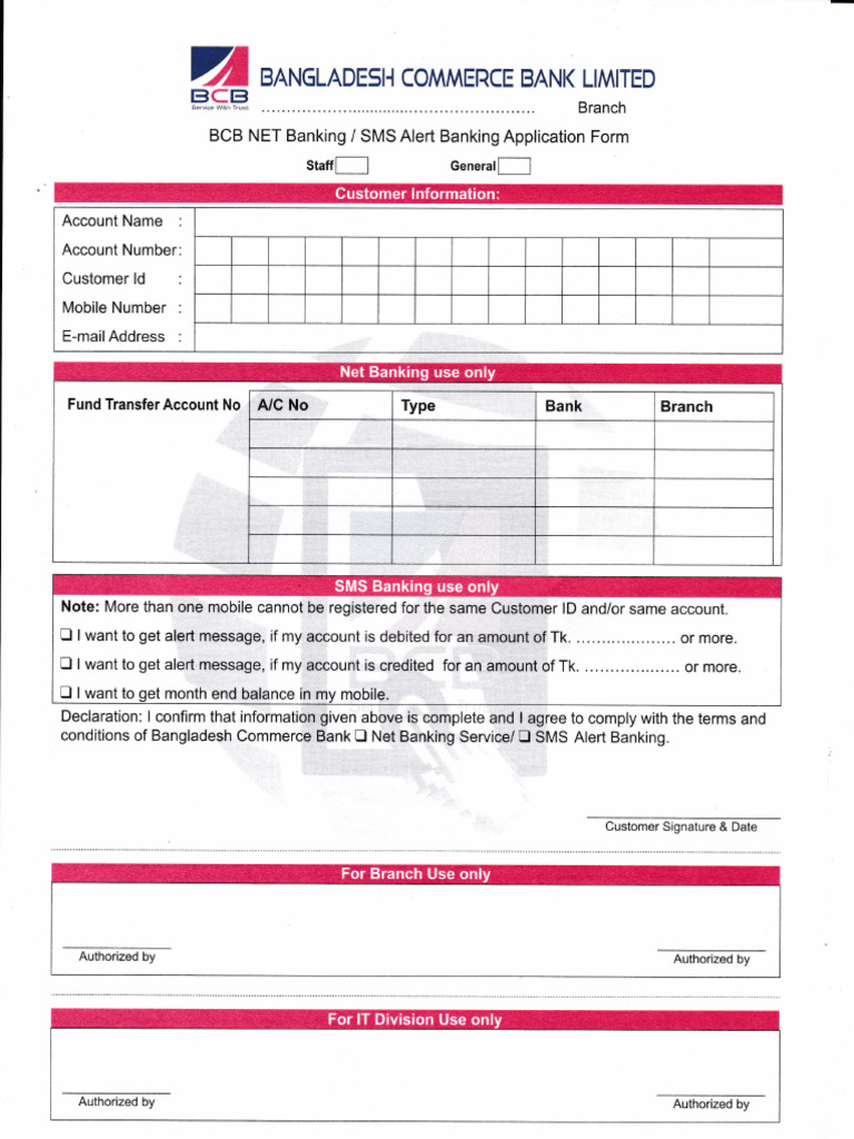 Internet Banking Form | Download Free PDF | Banks | Financial Transaction
