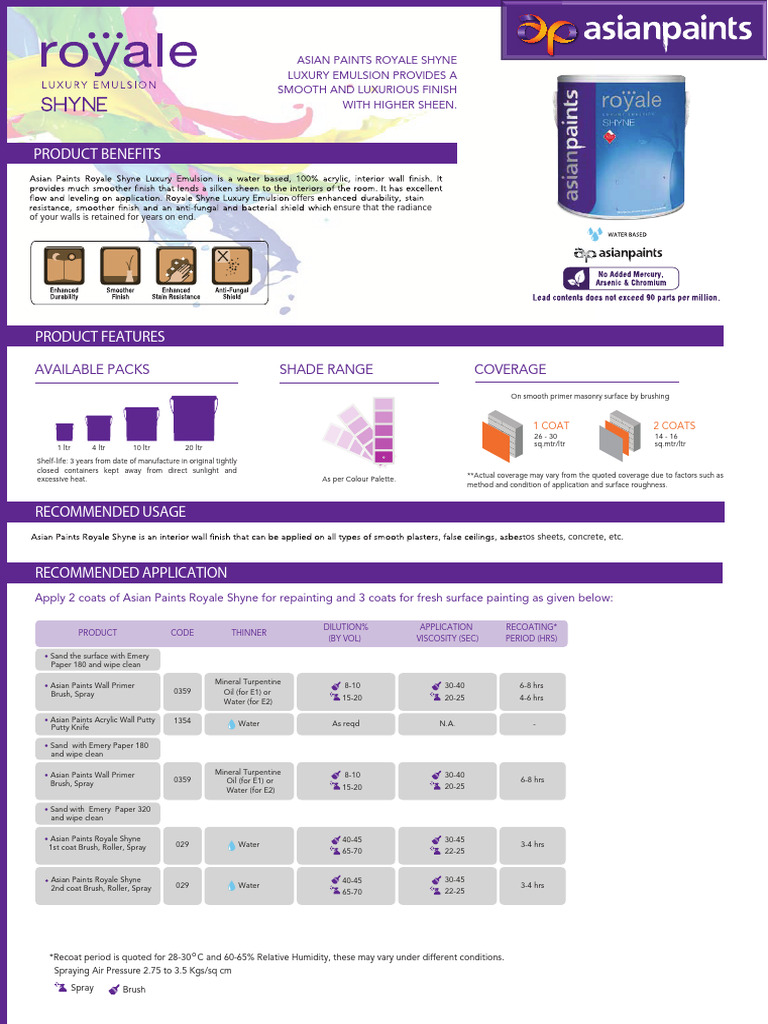 Royale Shyne Paint Application Guide | PDF | Paint | Water