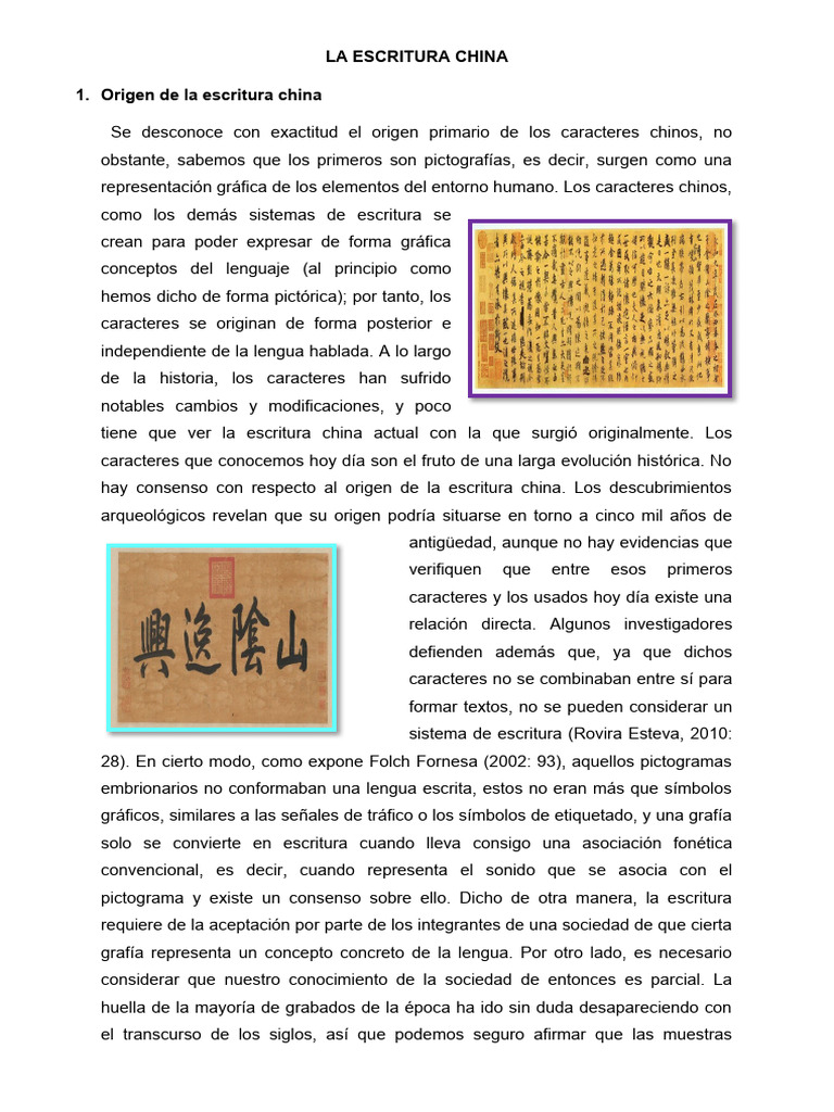 La Escritura China | PDF | Caracteres chinos | Idioma chino