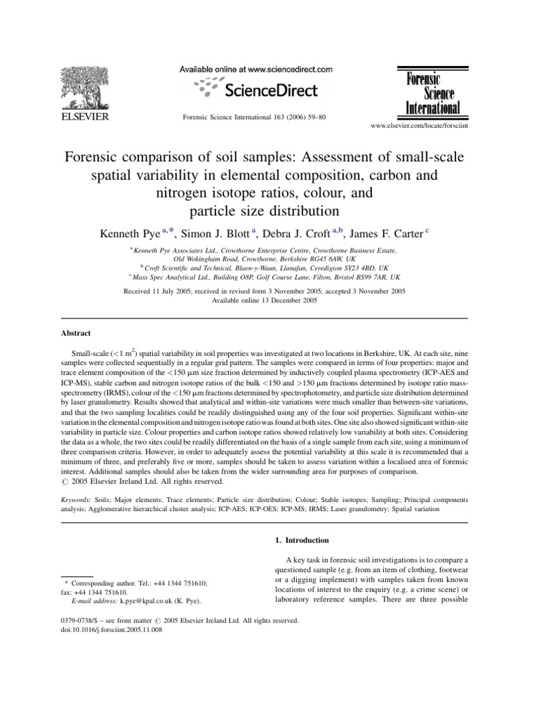 Forensic Comparison of Soil Samples: Assessment of Small-Scale Spatial ...