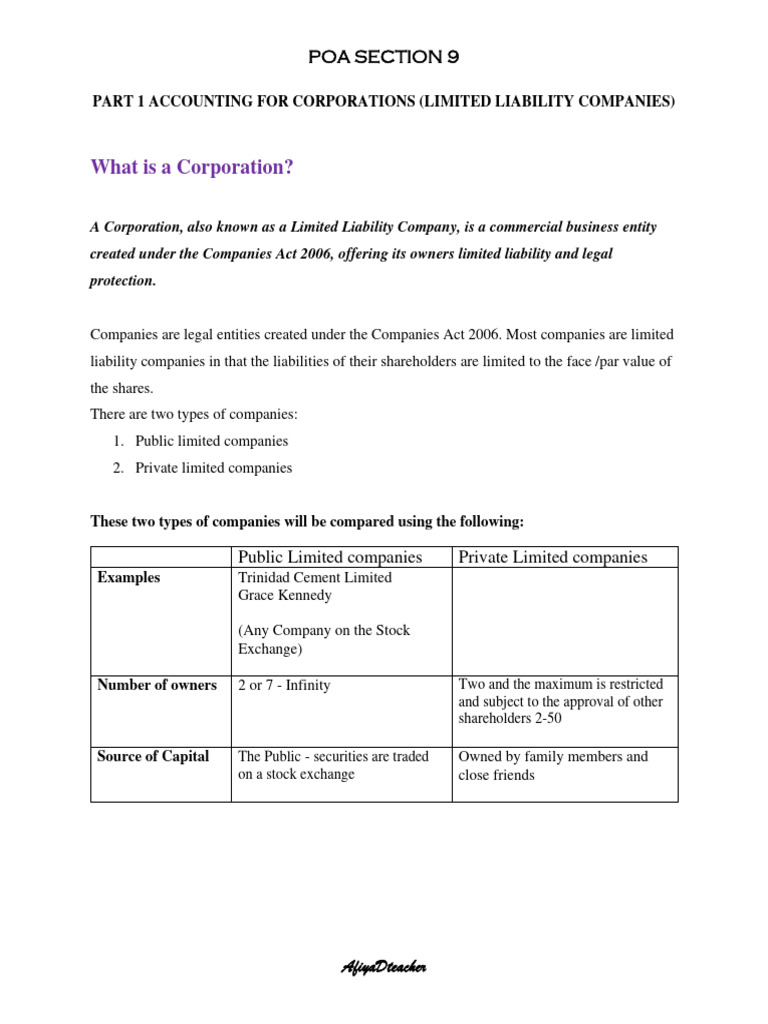 POA Section 9 Part 1 Companies | PDF | Dividend | Balance Sheet