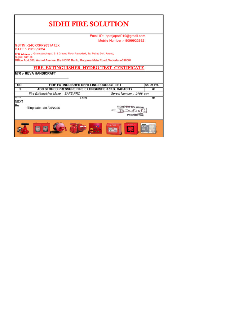 Fire Extinguisher Refilling Details | PDF