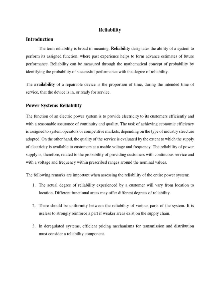 Power Systems Reliability Explained | PDF | Reliability Engineering | Risk
