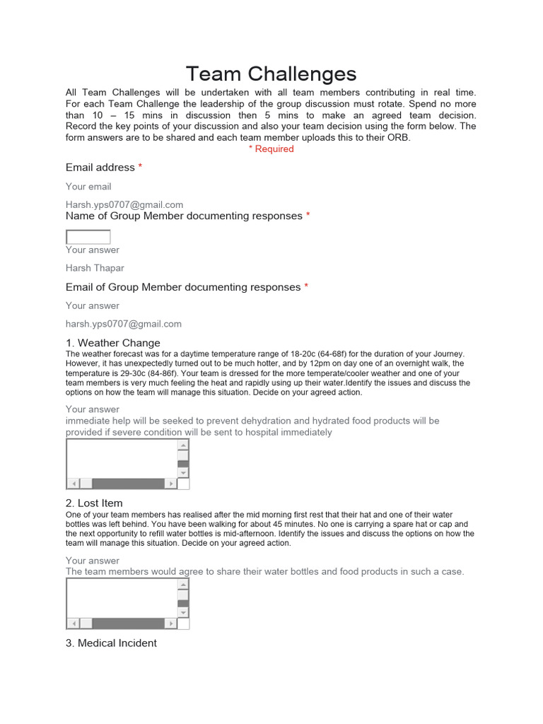 Team Challenges | PDF