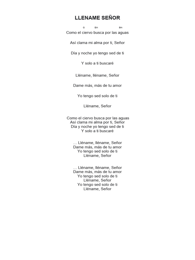 Letra y acordes de "Lléname Señor" | PDF