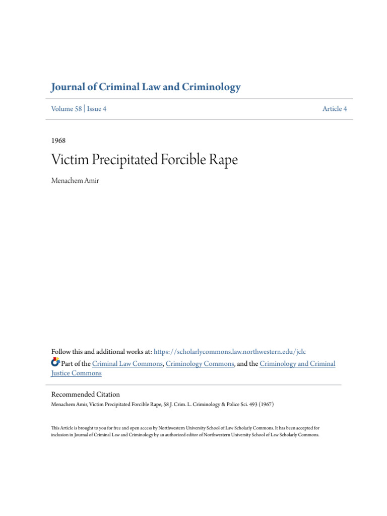 Victim Precipitated Forcible Rape | PDF | Crimes | Crime & Violence