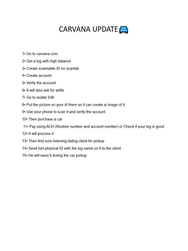 Carvana Account Setup and Purchase Guide | PDF | Business