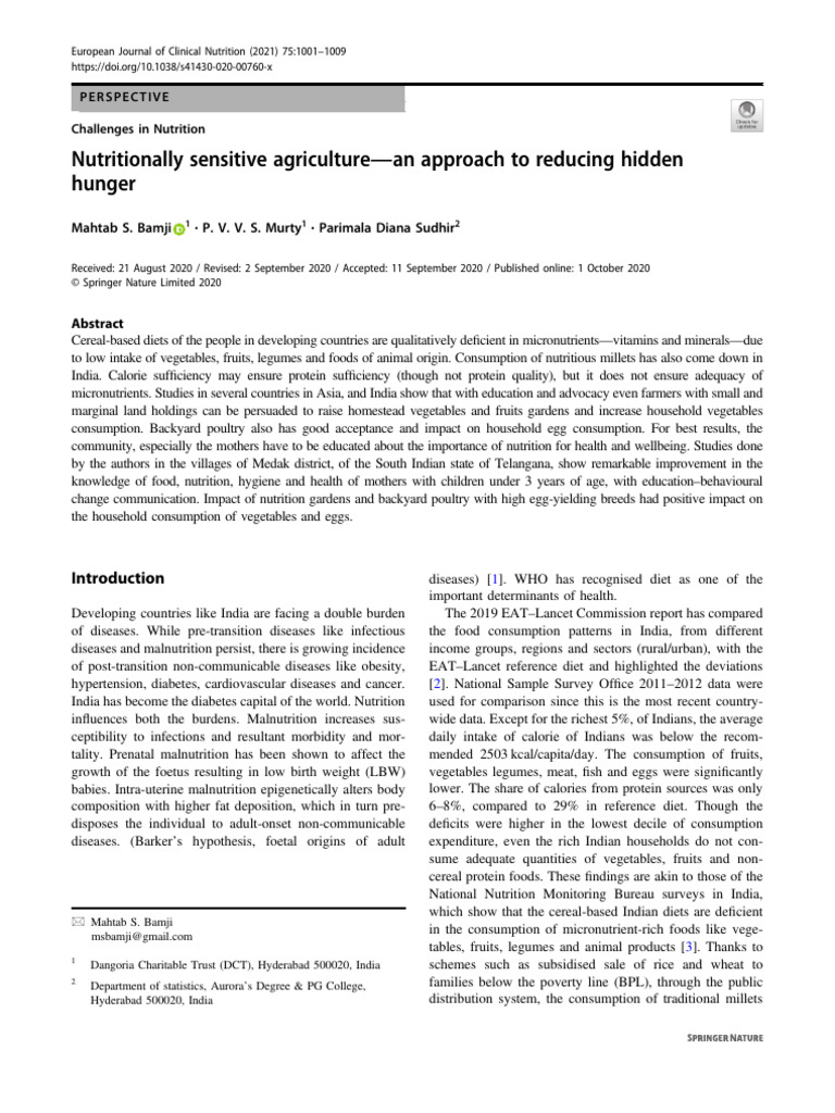 Nutritionally Sensitive Agriculture | PDF | Vitamin | Nutrition