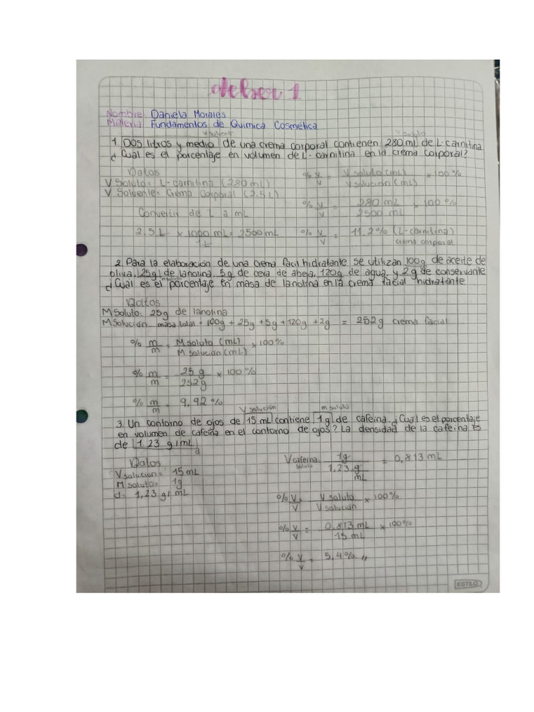 Deber 1 Masa y Volumen 5 Ejercicios | PDF