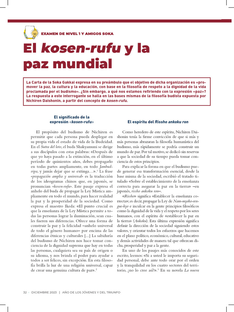 El Kosen-rufu y La Paz Mundial | PDF | Nichiren