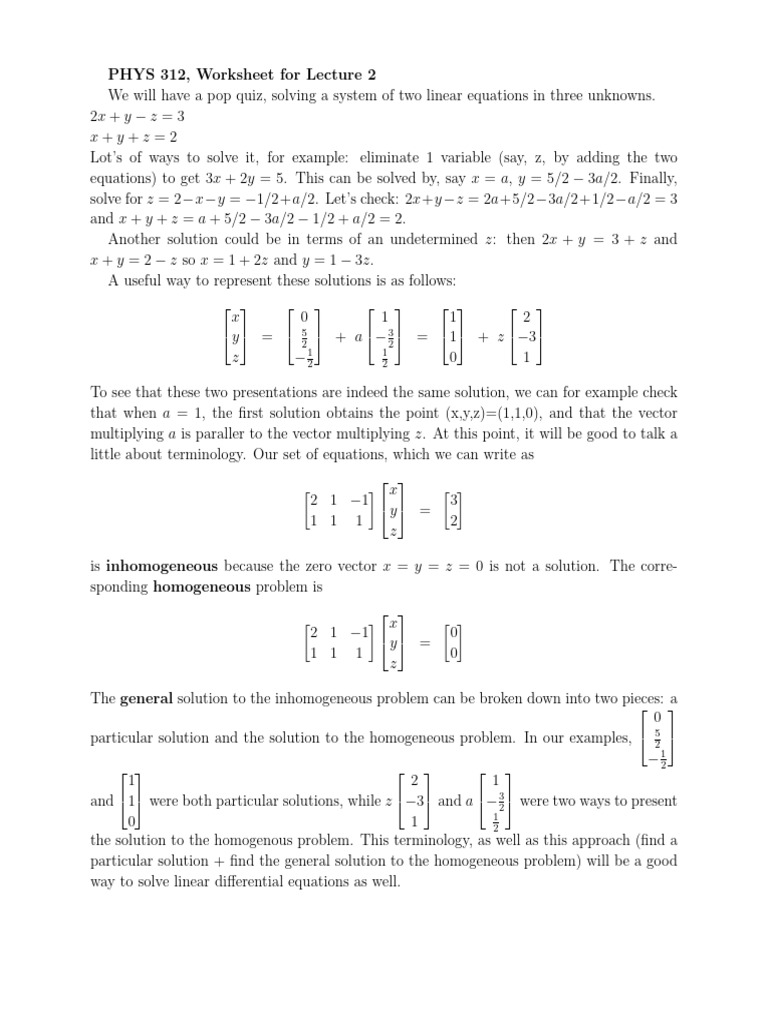 Old Matrix Algebra Worksheet With Solutions | PDF | Ordinary ...