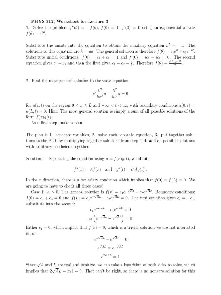 Lecture3 Worksheet Solns | PDF | Equations | Mathematical Relations