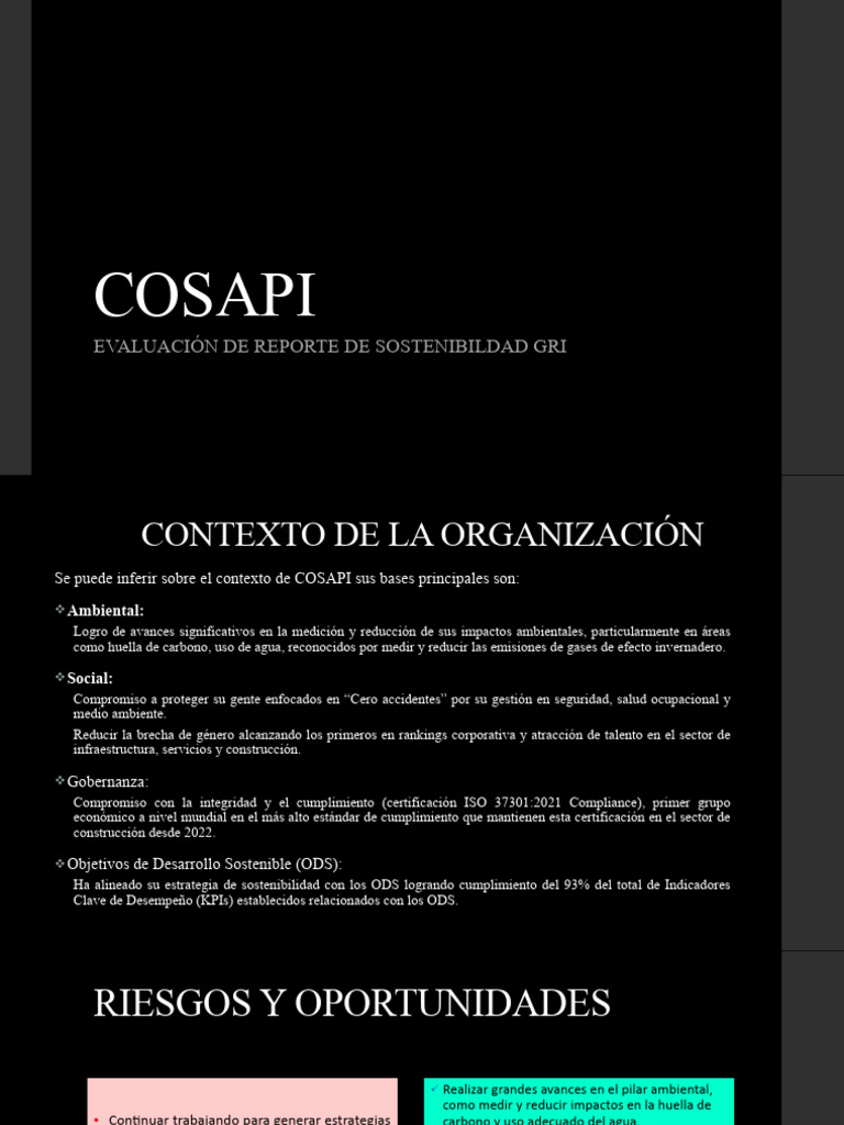 Taller 4 - Análisis Reporte Sostenibilidad Cosapi | PDF | Huella de carbono | Sustentabilidad