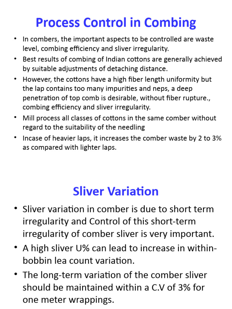 Combing CH 8 | PDF | Yarn | Textiles