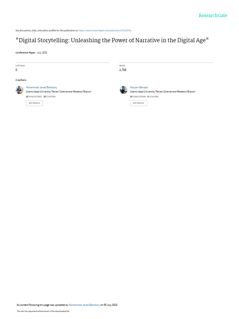 Digital Narrative 1 | Download Free PDF | Storytelling | Brand