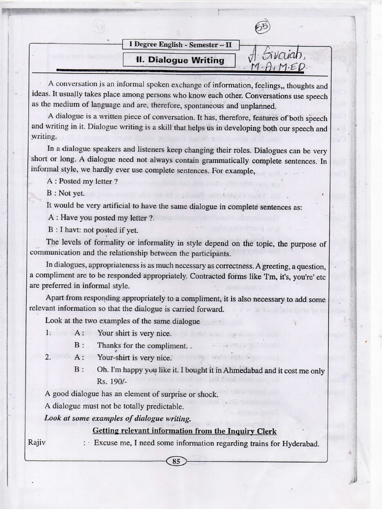 Dialogue Writing | PDF