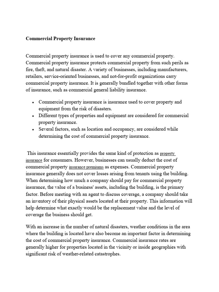 Understanding Commercial Property Insurance | PDF | Insurance ...