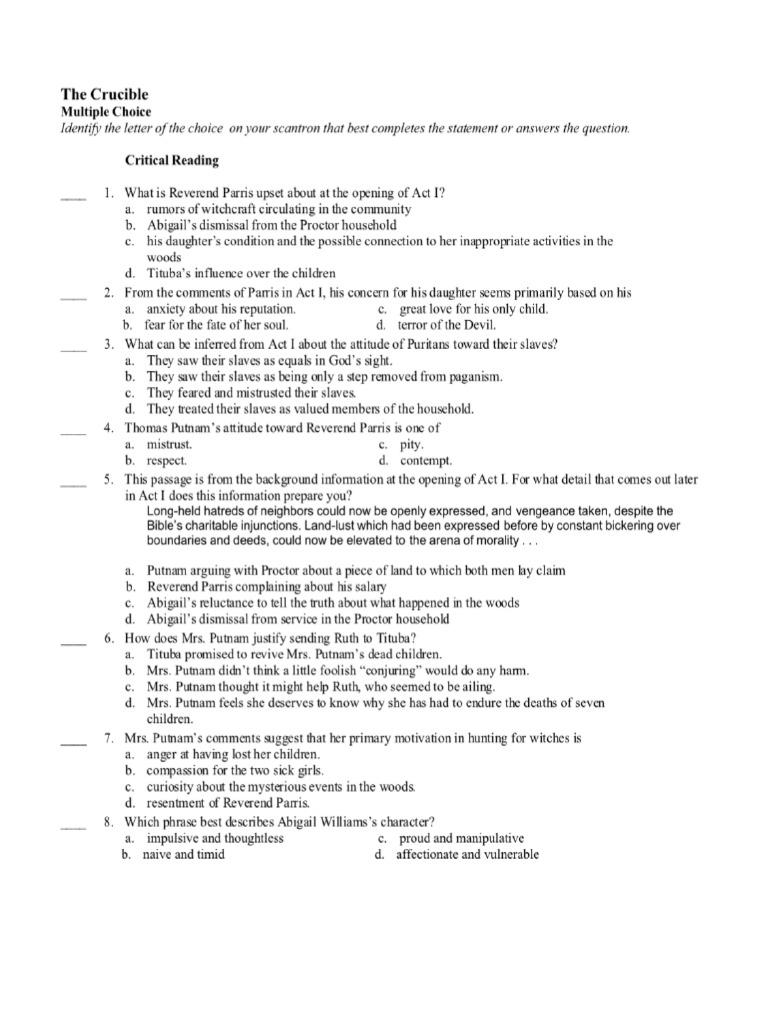 The Crucible Act 1,2,3, 4 | PDF