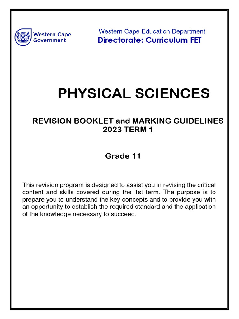 Grade 11 Physical Sciences Revision Guide | PDF | Force | Newton's Laws Of Motion