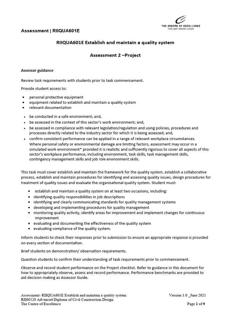 Quality System Assessment Guide | PDF | Quality Management System ...