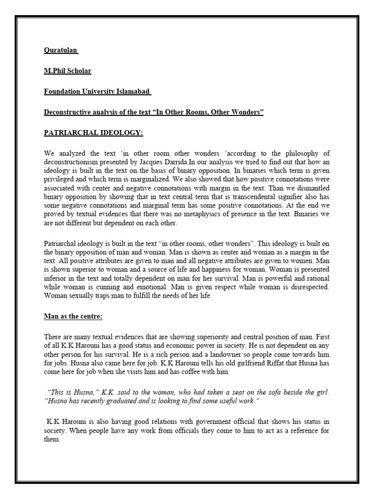 Deconstructive Analysis of The Text | PDF | Deconstruction