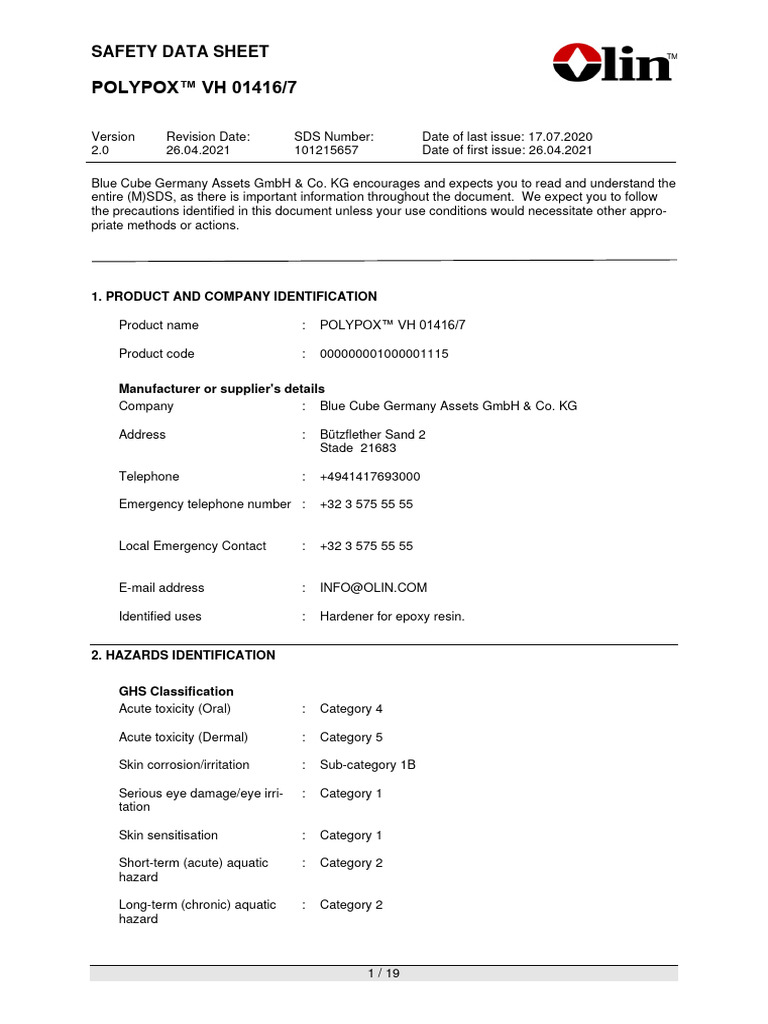 Easy Fit - Polypox VH 01416-7-MSDS | PDF | Toxicity | Safety