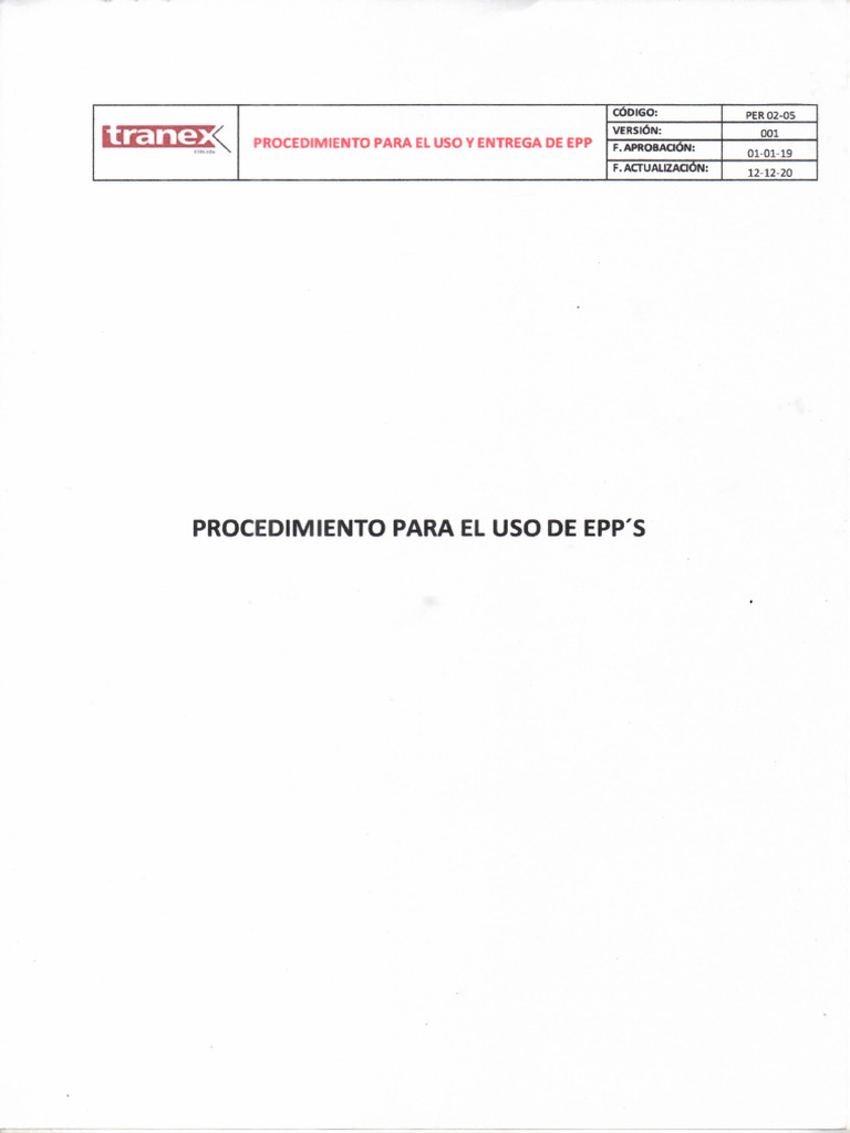 PROCEDIMIENTO PARA EL USO DE EPP`S | PDF