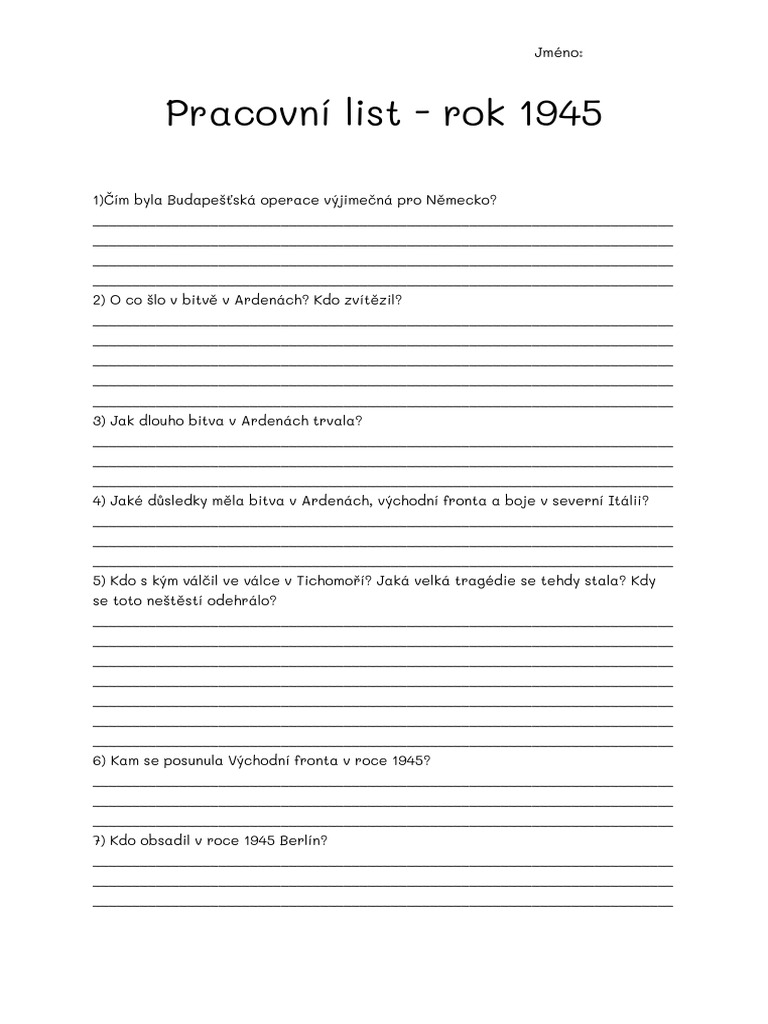 Pracovní List - 6 | PDF