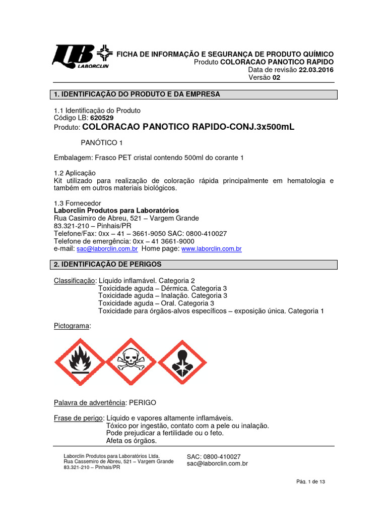 Fispq Coloracao Panotico Rapido-Conj | PDF | Química | Vapor
