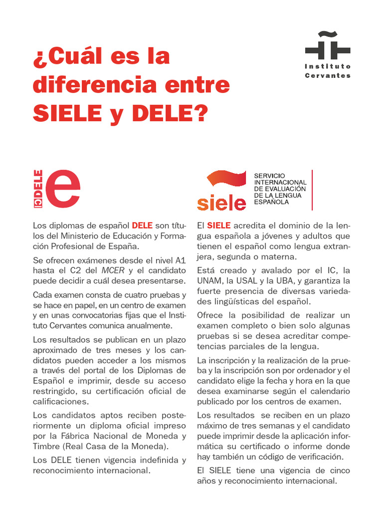 Diferencias Examenes Ic Dele Siele | PDF