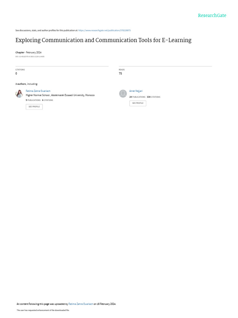 Exploring Communication and Communication Tools For E Learning | PDF | Educational Technology ...