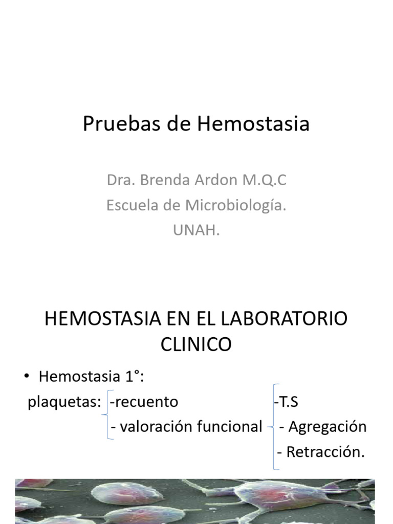 Pruebas de Laboratorio en Hemostasia, 2023 | PDF | Coagulación | Plaqueta