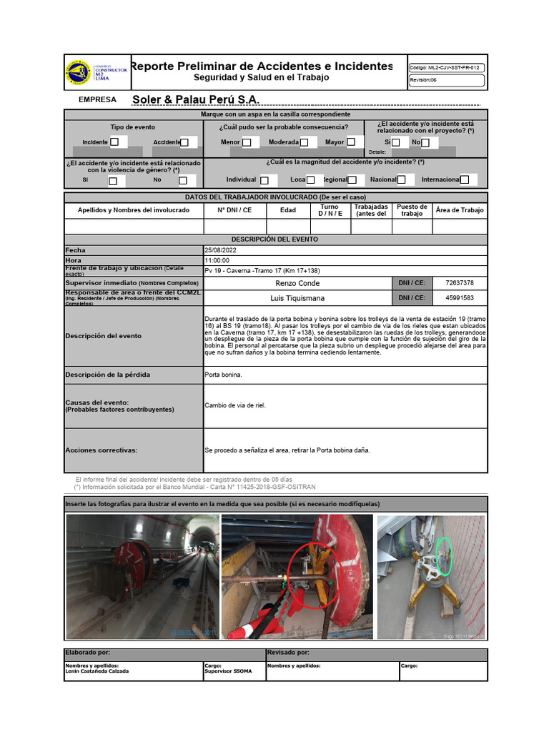 Reporte Preliminar de Incidente | PDF | Documento de identidad