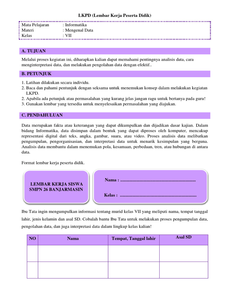 LKPD Mengenal Data | PDF | Komputer