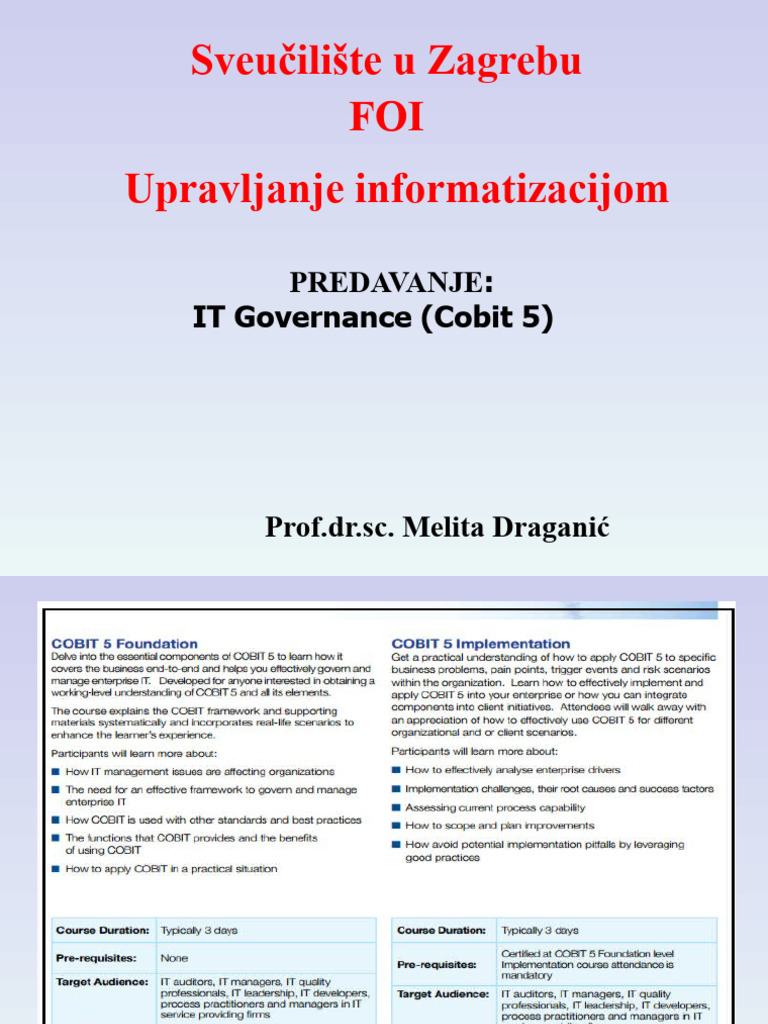 PREDAVANJE Cobit 5 | PDF