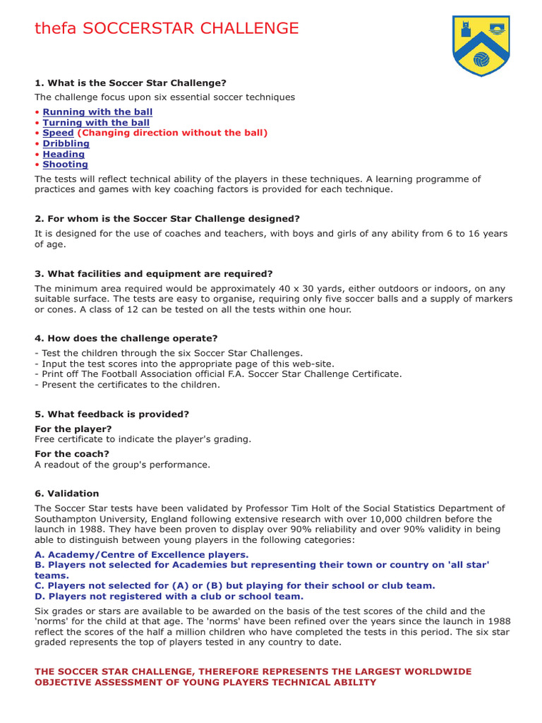 Soccer Star Challenge Overview | PDF | Goal Setting
