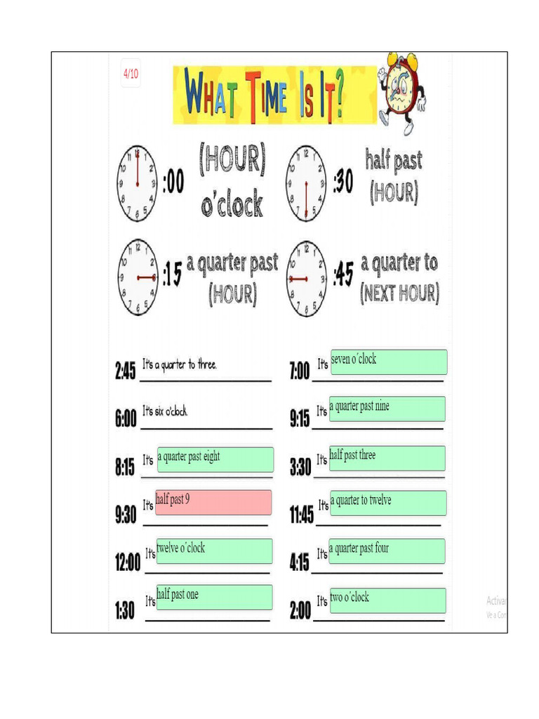 the time exercises | PDF