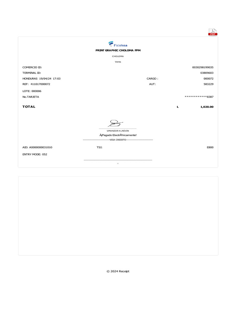 Electronic Payment Receipt 2024 | PDF