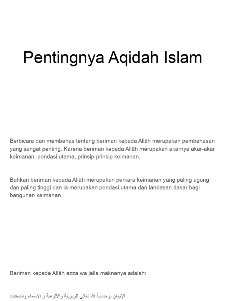 Pentingnya Aqidah Islam | PDF | Agama & Spiritualitas