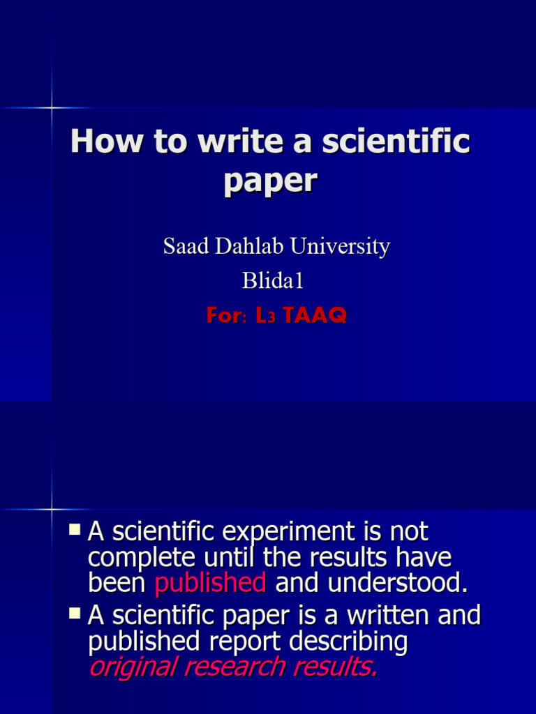 Write Scientific Paper | PDF | Citation | Abstract (Summary)