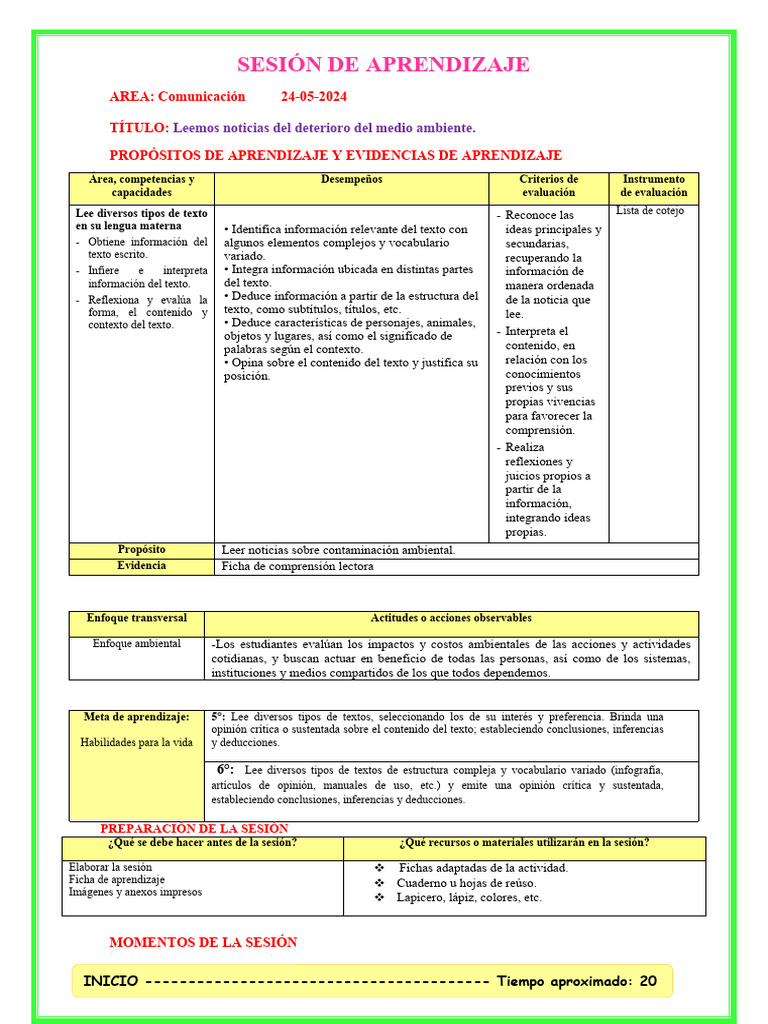 24-05-24 - Leemos Noticias Del Deterioro Del Medio Ambiente | PDF ...