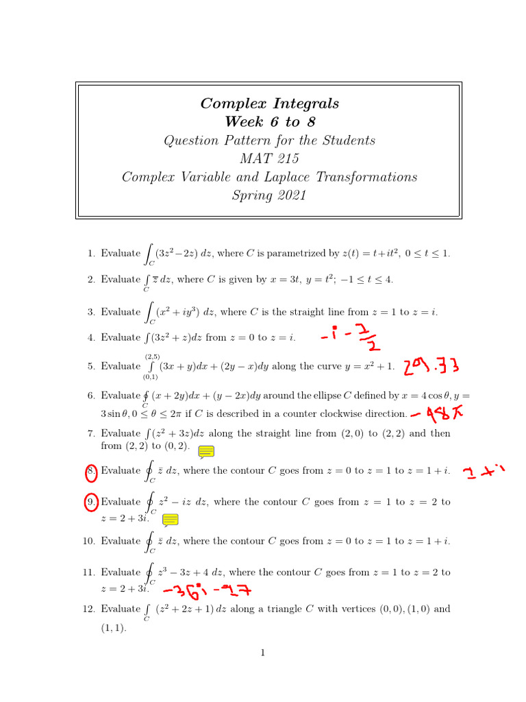 MAT215 - Questions - Week 6 To 8 | PDF | Integral | Mathematical Analysis