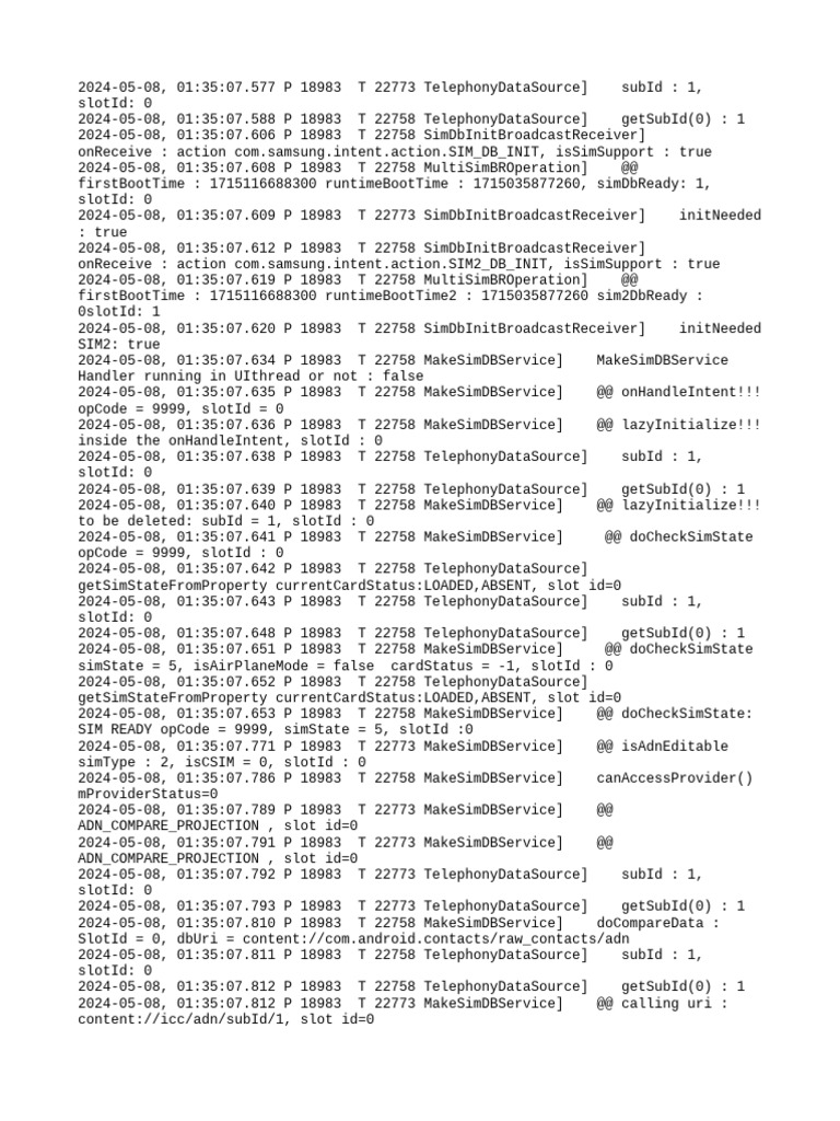 SIM Database Initialization Log | PDF | Business | Computers