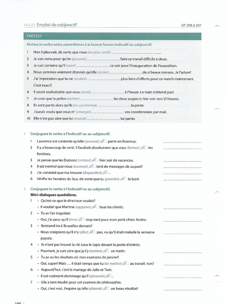 Subjonctif Emploi | PDF