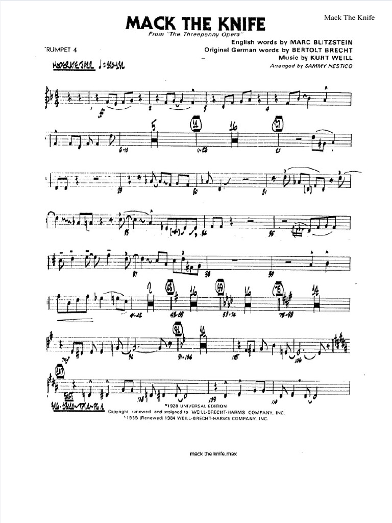 Dokumen - Tips - Big Band Mack The Knife Arr Sammy Nestico1 | PDF