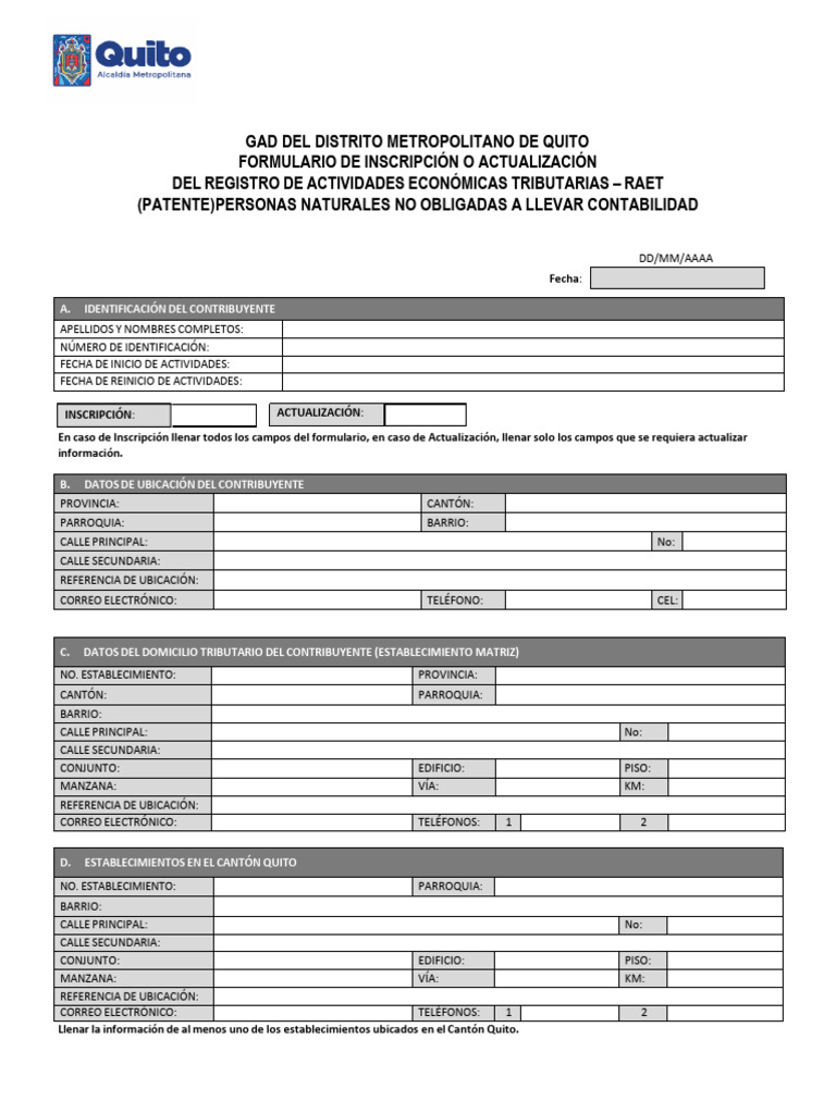 F-001 - Formulario - Inscripcion - Actualizacion PN - No Obligados | PDF | Documento de identidad