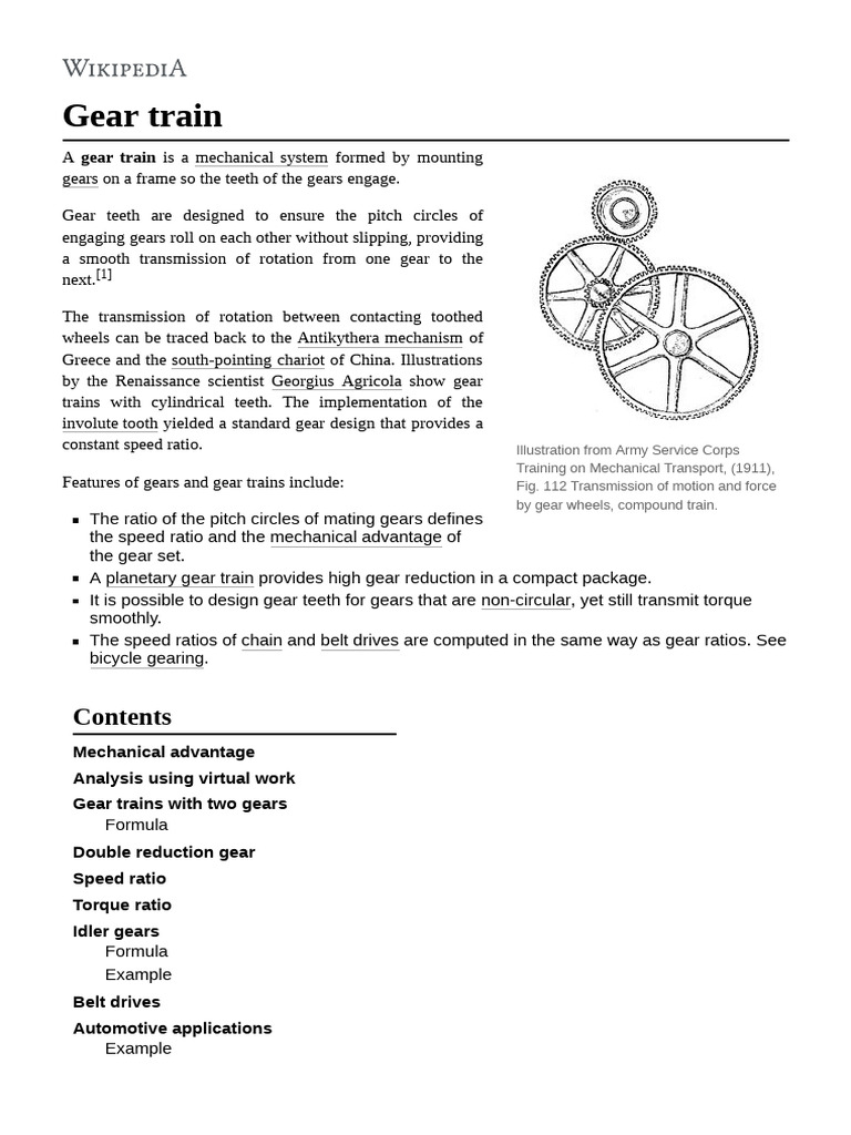 Wiki Gear Train | PDF | Gear | Mechanical Engineering