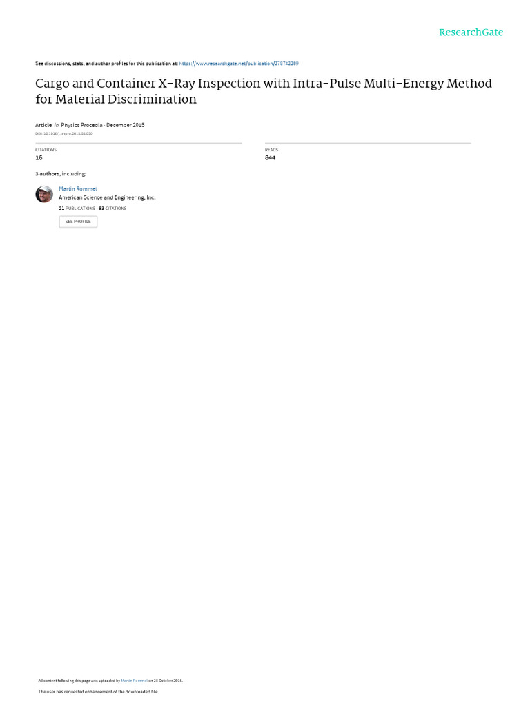 Cargo and Container X-Ray Inspection With Intra-Pu | PDF | Particle ...