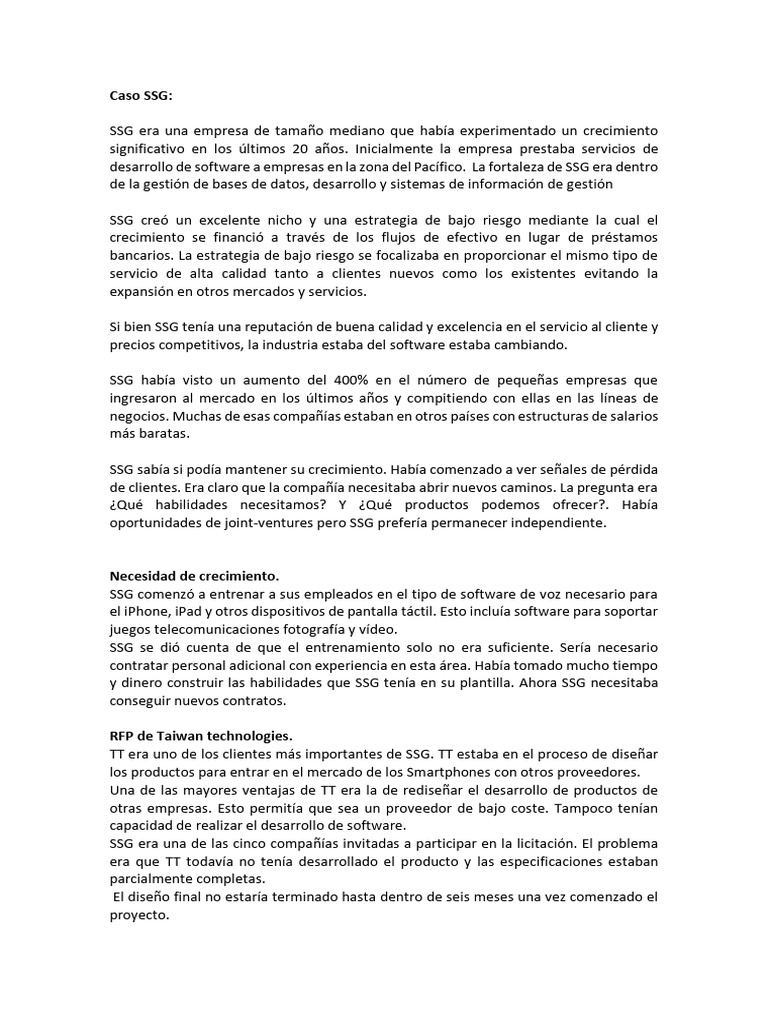 Caso Final SSG | PDF | Salario | Software