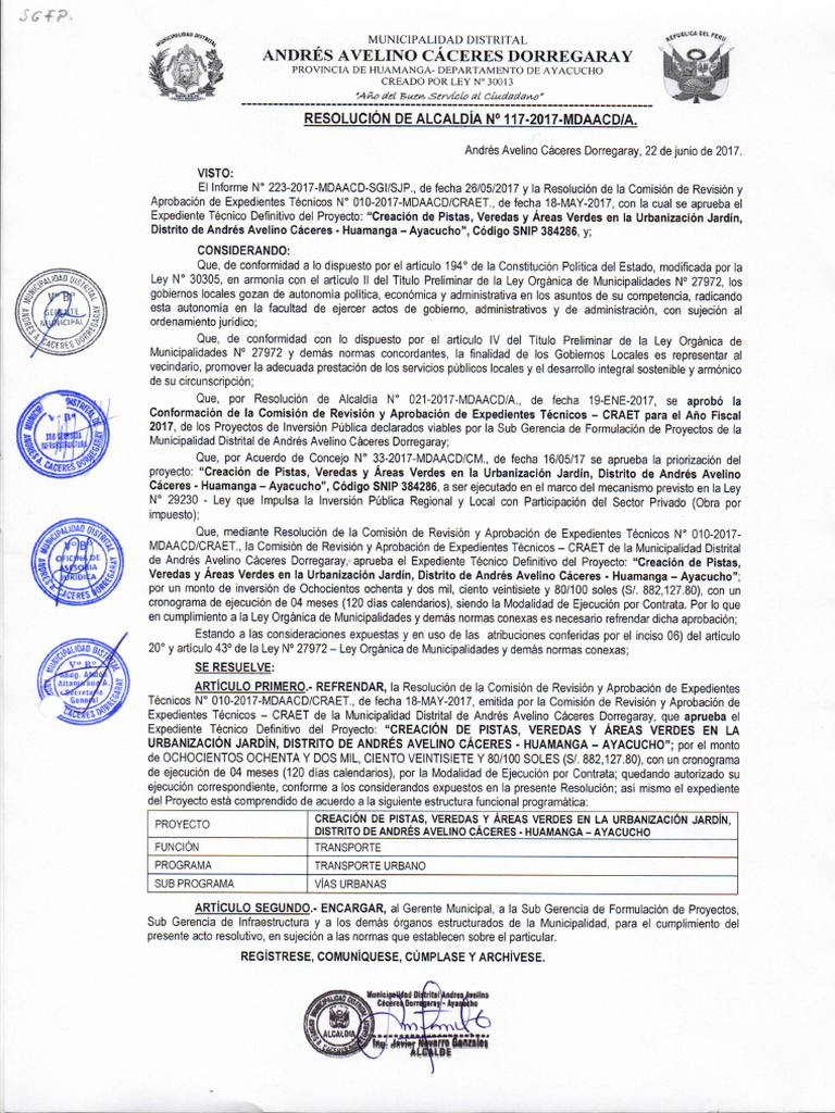 Aprobacion de Exp. Tec de Jardin | PDF